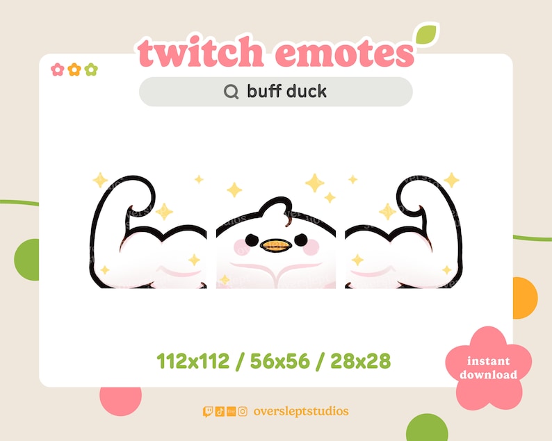 Buff Duck Emote Pack for Twitch and Discord, Duck Twitch Emotes, Strong ...