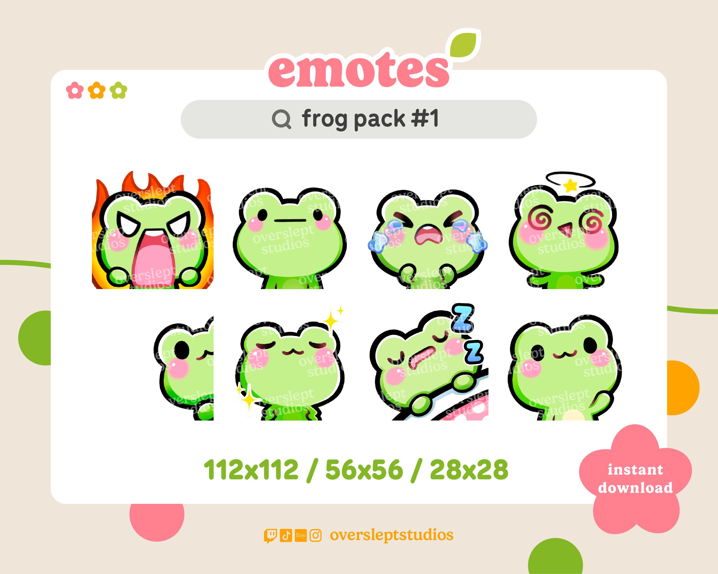 16 Kawaii Frog Emotes Pack for Twitch and Discord, Frog Twitch Emotes ...