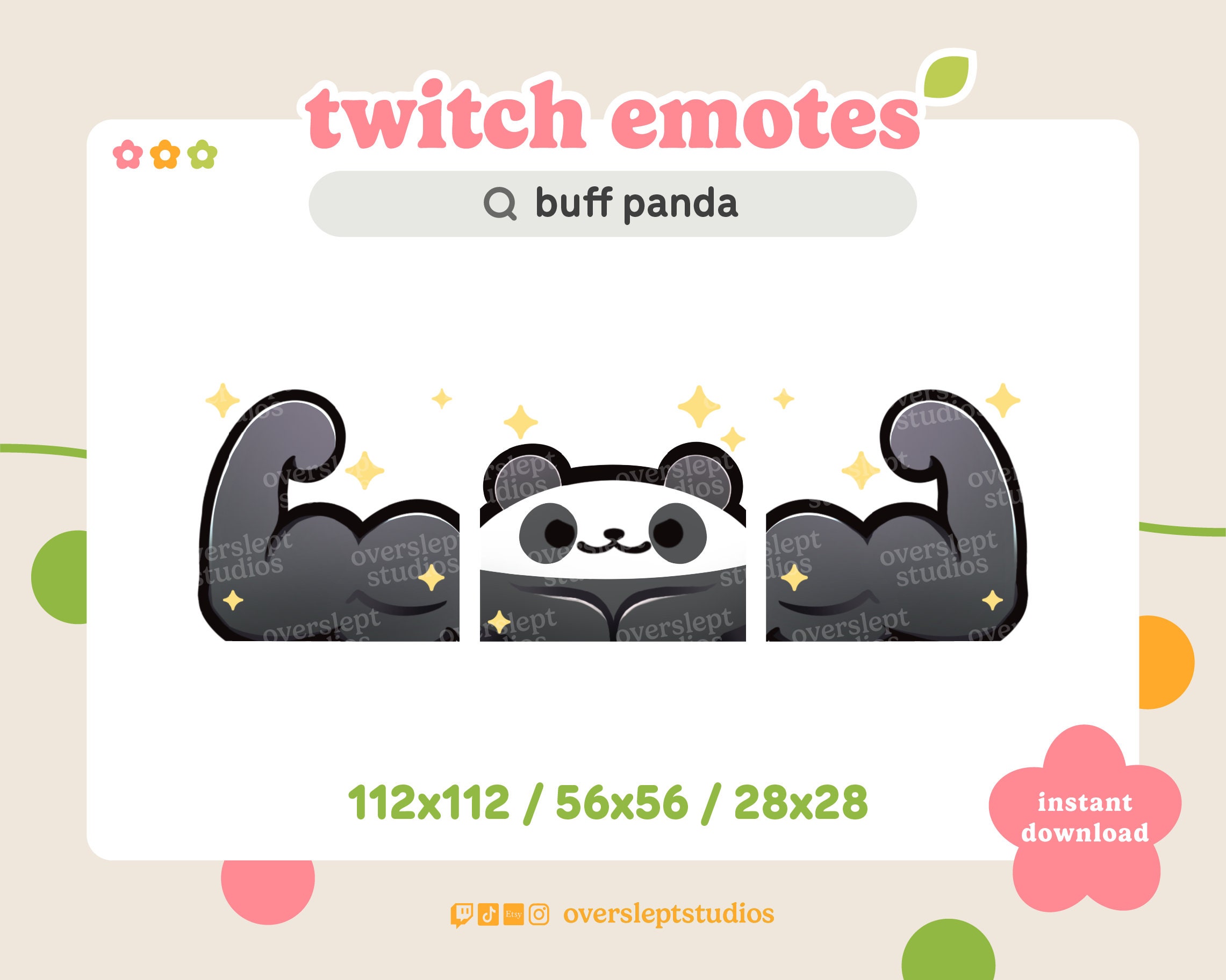 Buff Panda Bear Emote Pack for Twitch and Discord, Panda Twitch Emotes ...