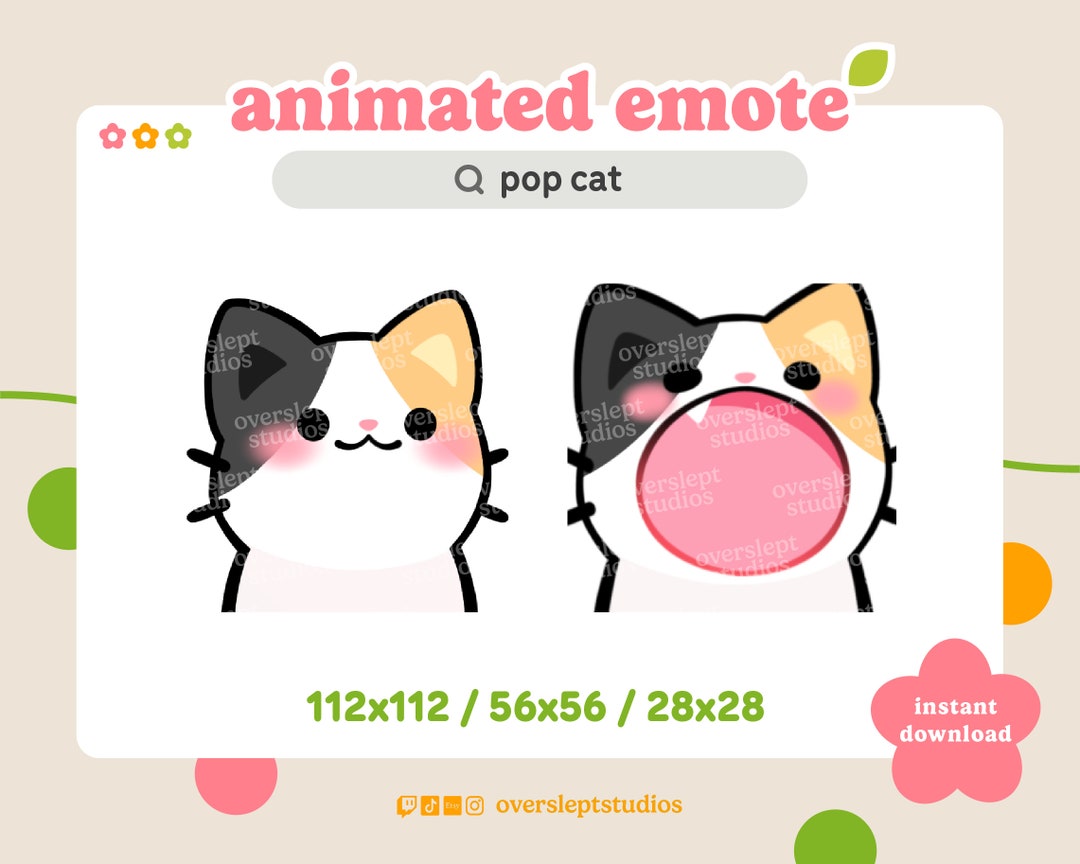 ANIMATED Calico Pop Cat Emote for Twitch and Discord, Pop Cat Emote ...