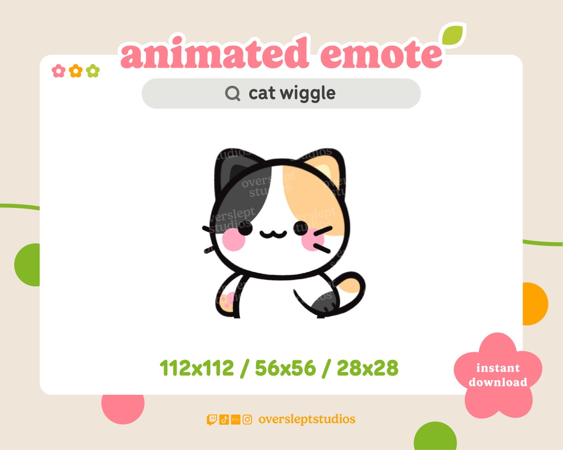 ANIMATED Calico Cat Wiggle Emote for Twitch and Discord, Calico Cat ...