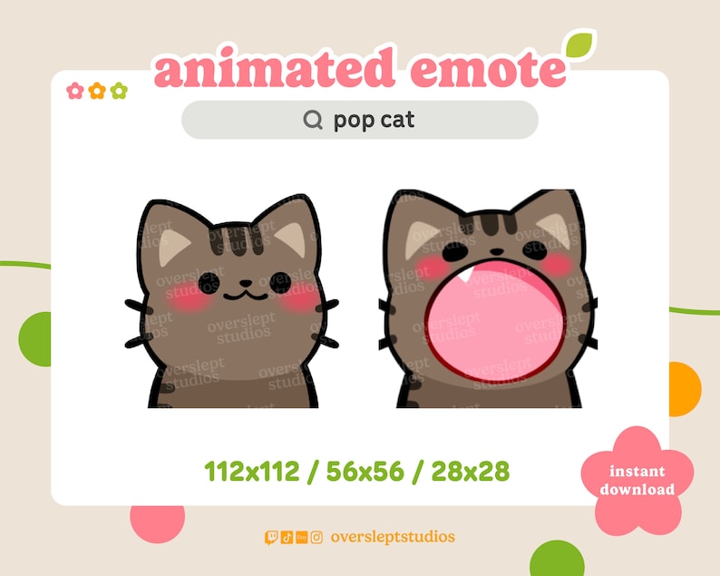 ANIMATED Brown Tabby Pop Cat Emote for Twitch and Discord, Pop Cat ...