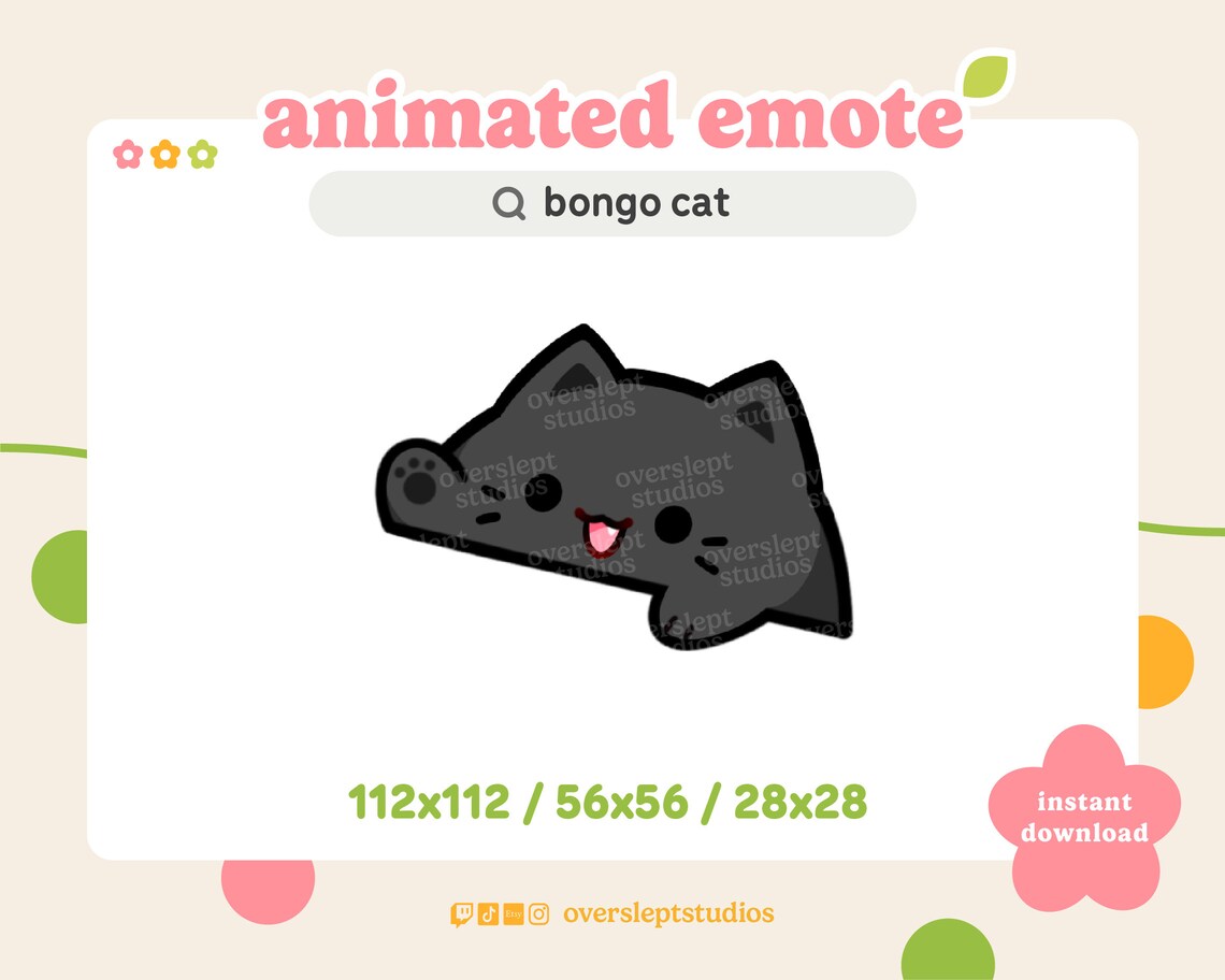 ANIMATED Black Bongo Cat Emote for Twitch and Discord, Bongo Cat Emote ...