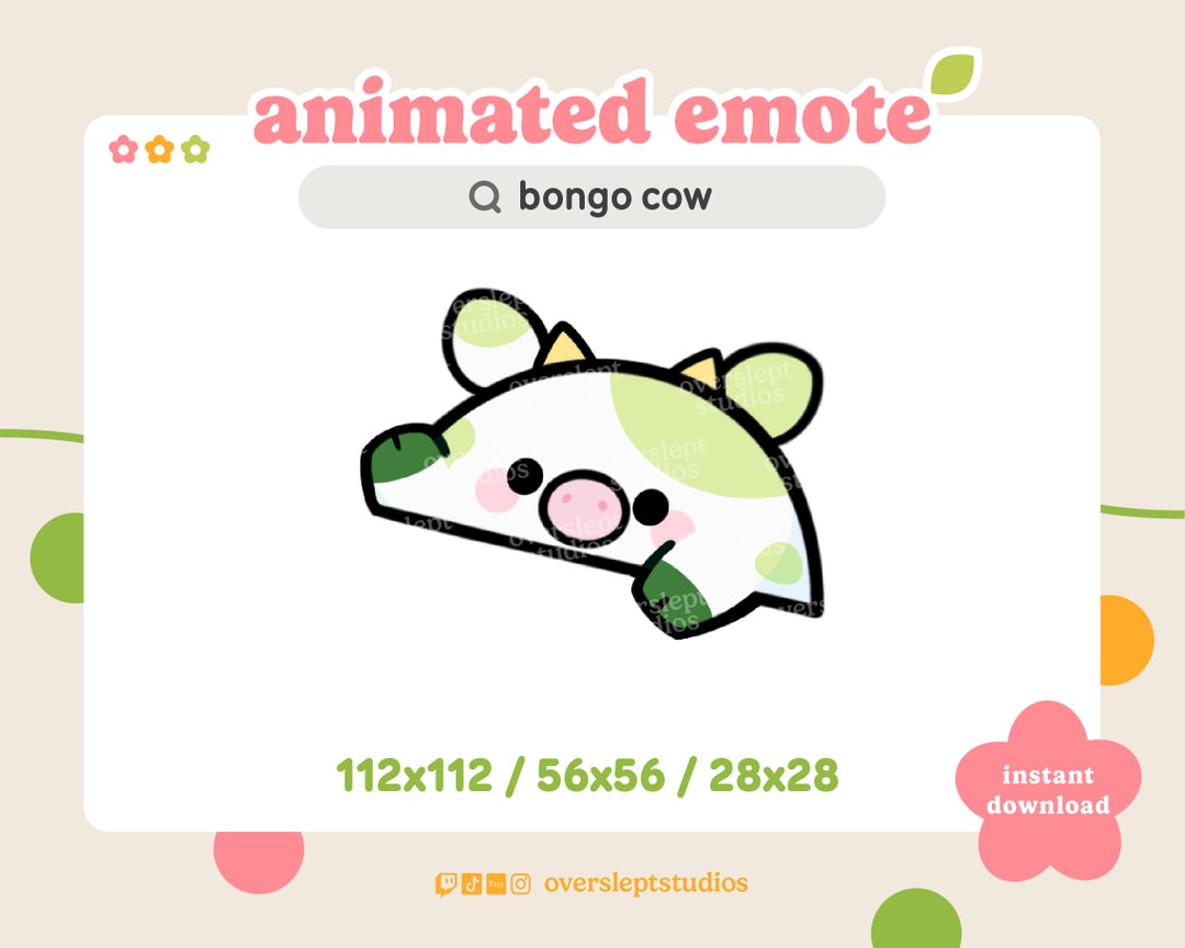 ANIMATED Green Bongo Cow Emote for Twitch and Discord, Green Cow ...
