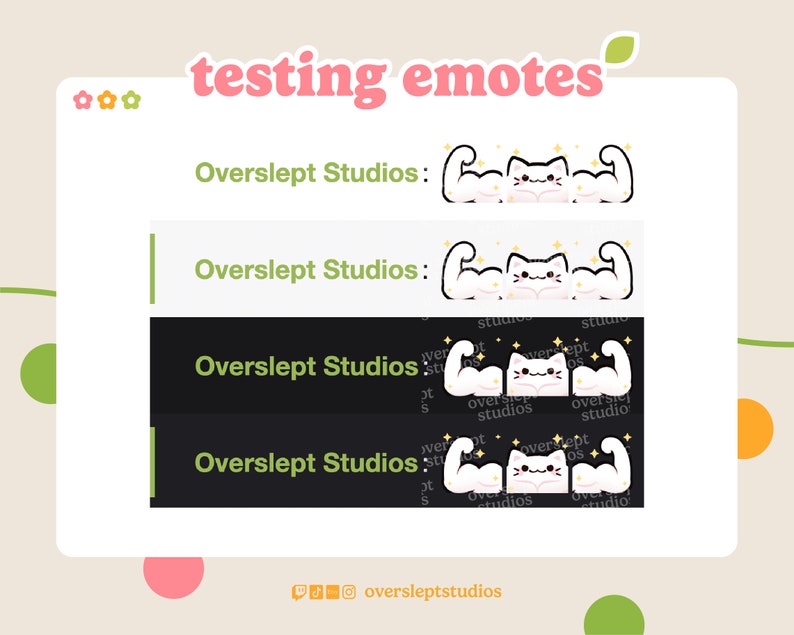 Buff Cat Emote Pack for Twitch and Discord, White Cat Twitch Emotes ...