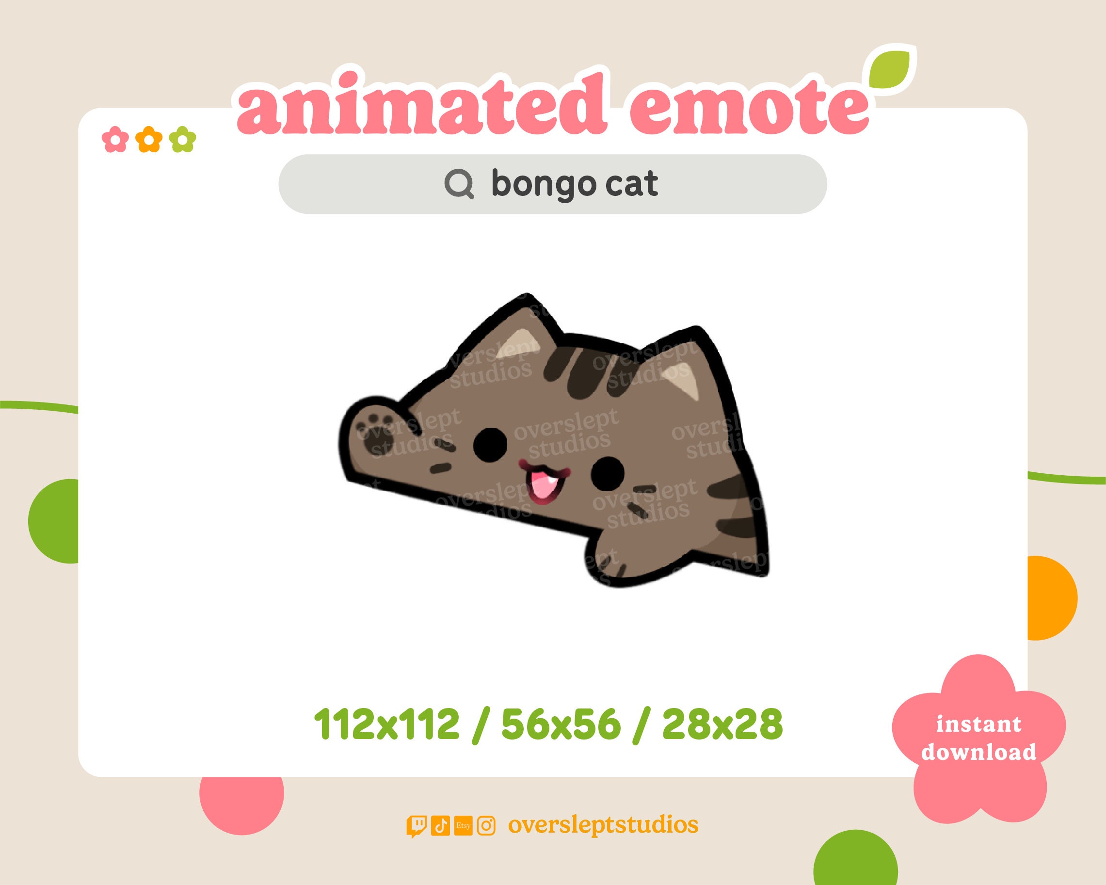 ANIMATED Brown Tabby Bongo Cat Emote for Twitch and Discord, Brown Cat ...