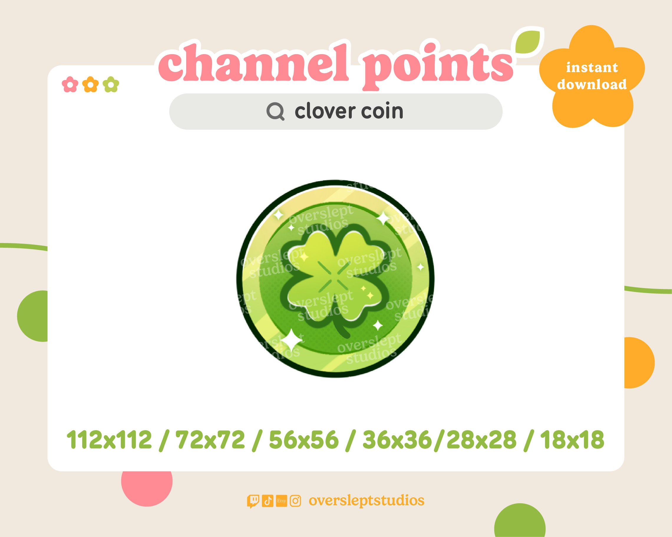 Clover Coin Channel Point Icon/emote for Twitch and Discord, Twitch ...