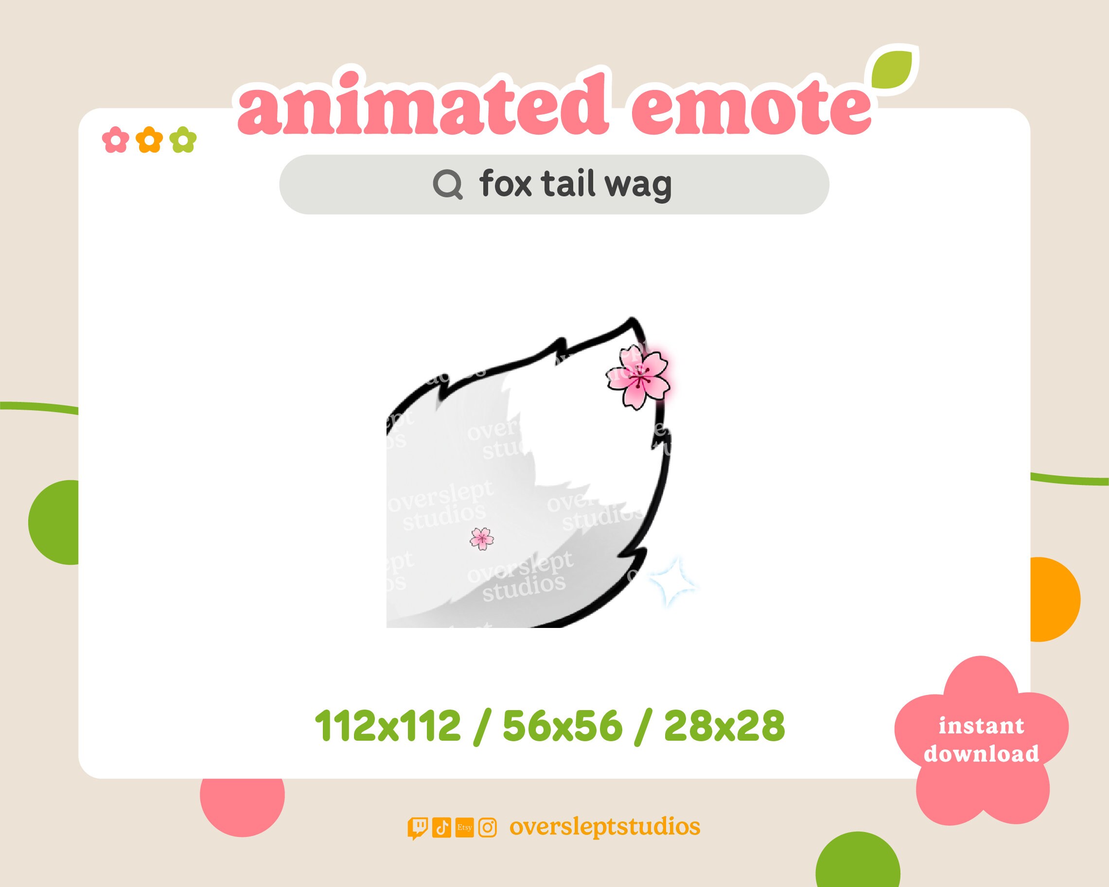 ANIMATED Silver Fox Tail Wag Emote for Twitch and Discord, Tail Emote ...