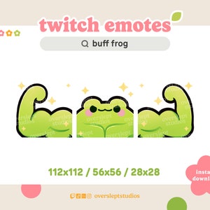 Buff Frog Emote Pack for Twitch and Discord, Frog Twitch Emotes, Strong ...