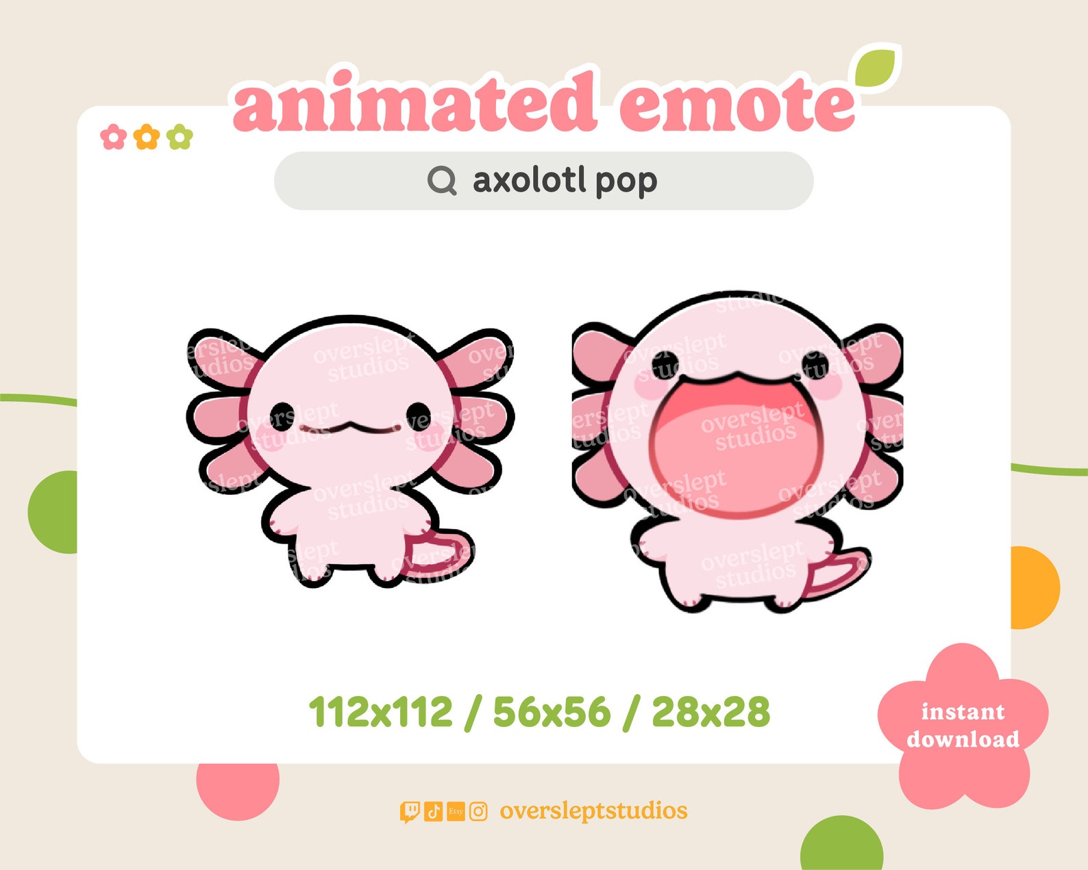 ANIMATED Axolotl Pop Emote for Twitch and Discord, Axolotl Twitch ...