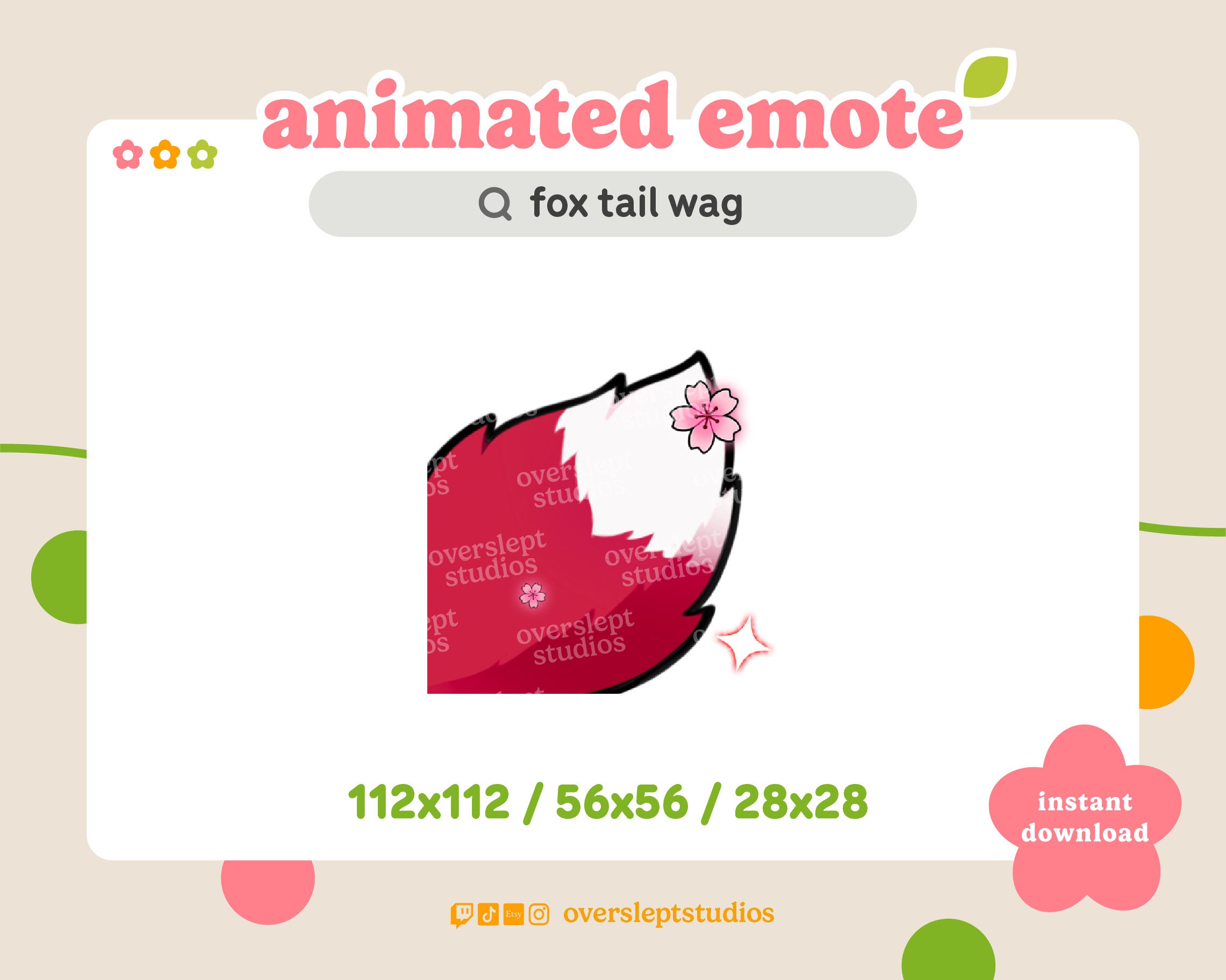 ANIMATED Red Fox Tail Wag Emote for Twitch and Discord, Tail Emote ...