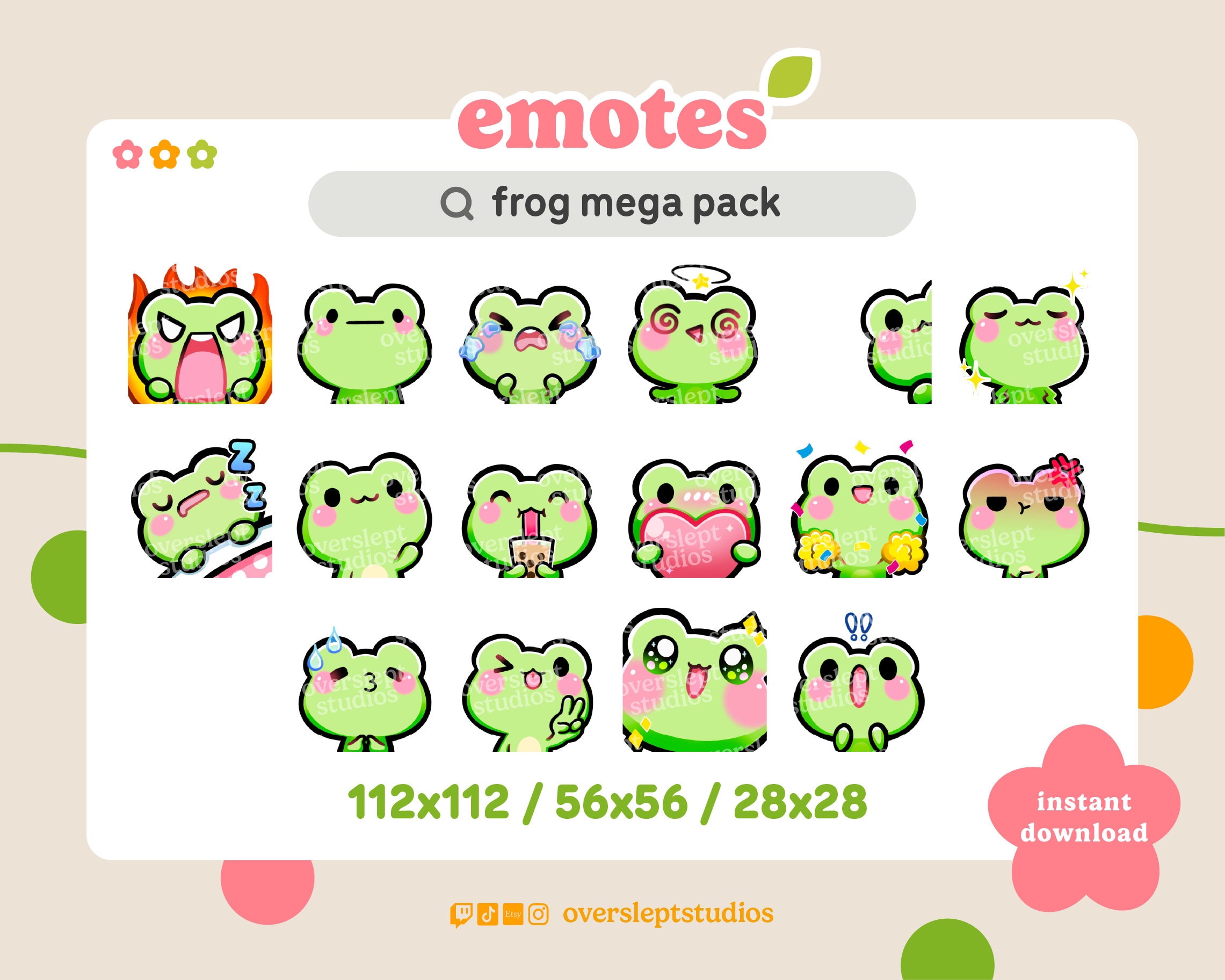 16 Kawaii Frog Emotes Pack for Twitch and Discord, Frog Twitch Emotes ...