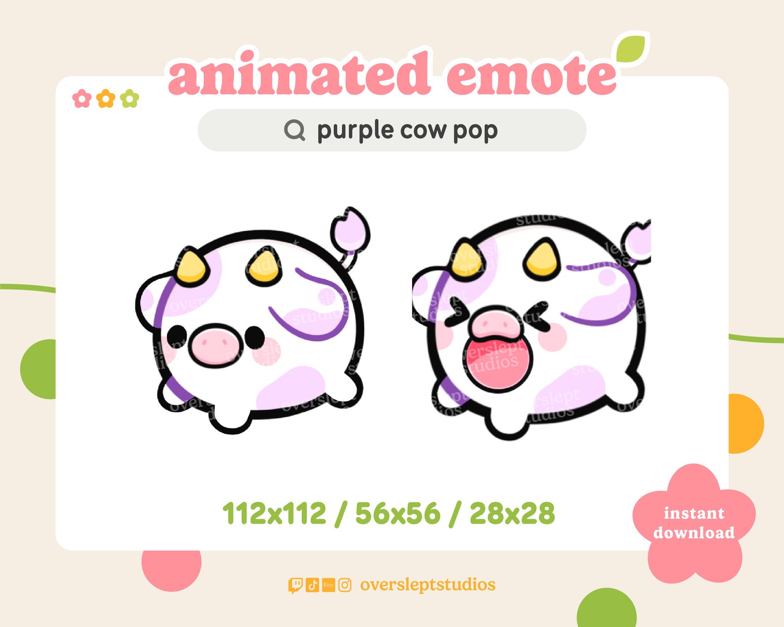 ANIMATED Purple Cow Pop Emote for Twitch and Discord, Pop Emote ...