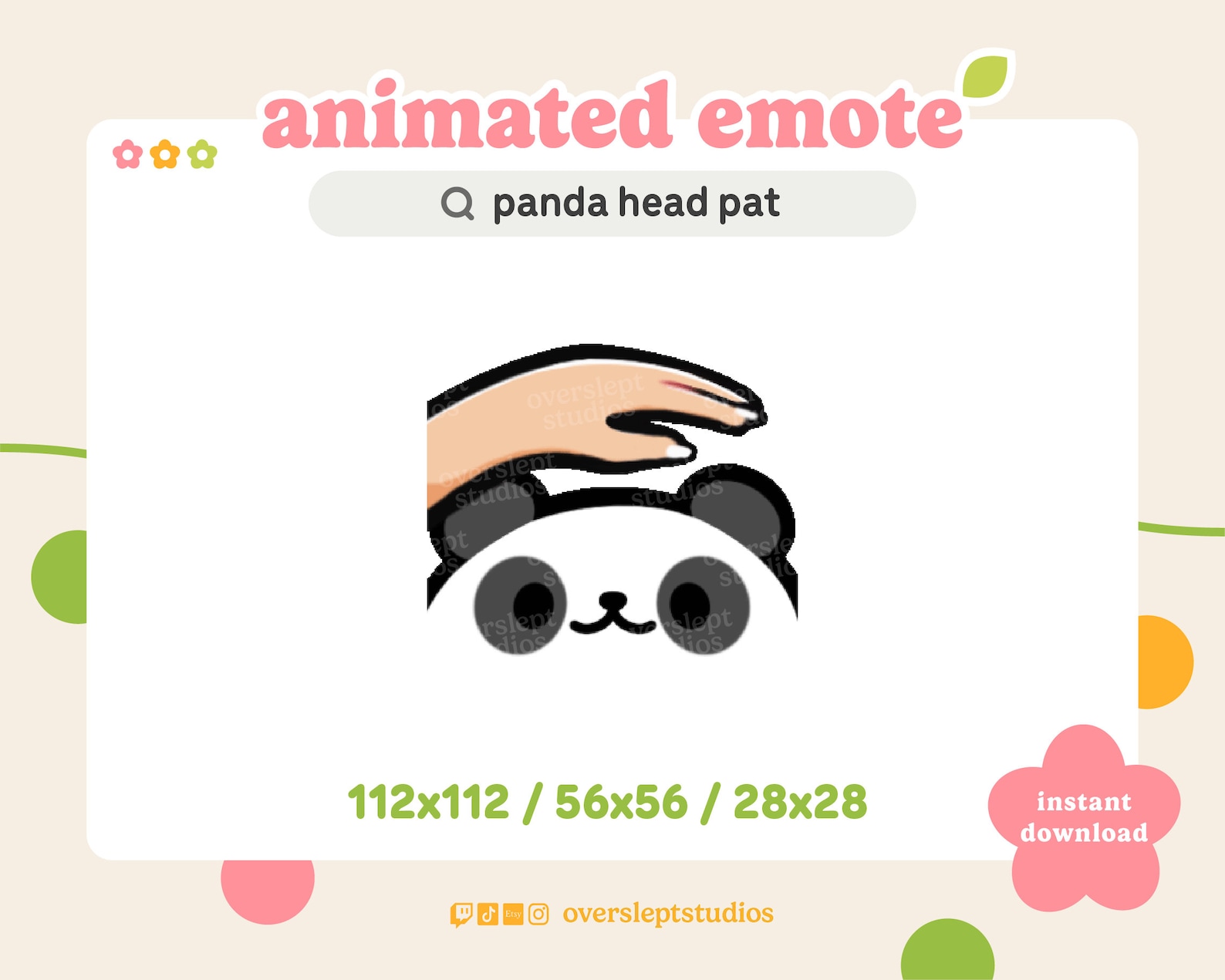ANIMATED Panda Head Pat Emote for Twitch and Discord, Head Pat Emote ...