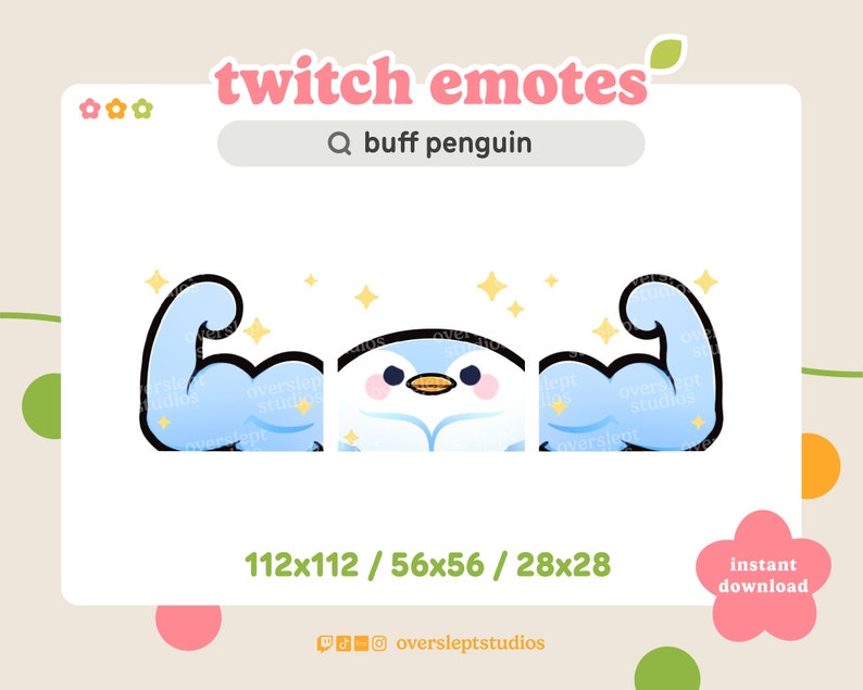 Buff Penguin Emote Pack for Twitch and Discord, Penguin Twitch Emotes ...