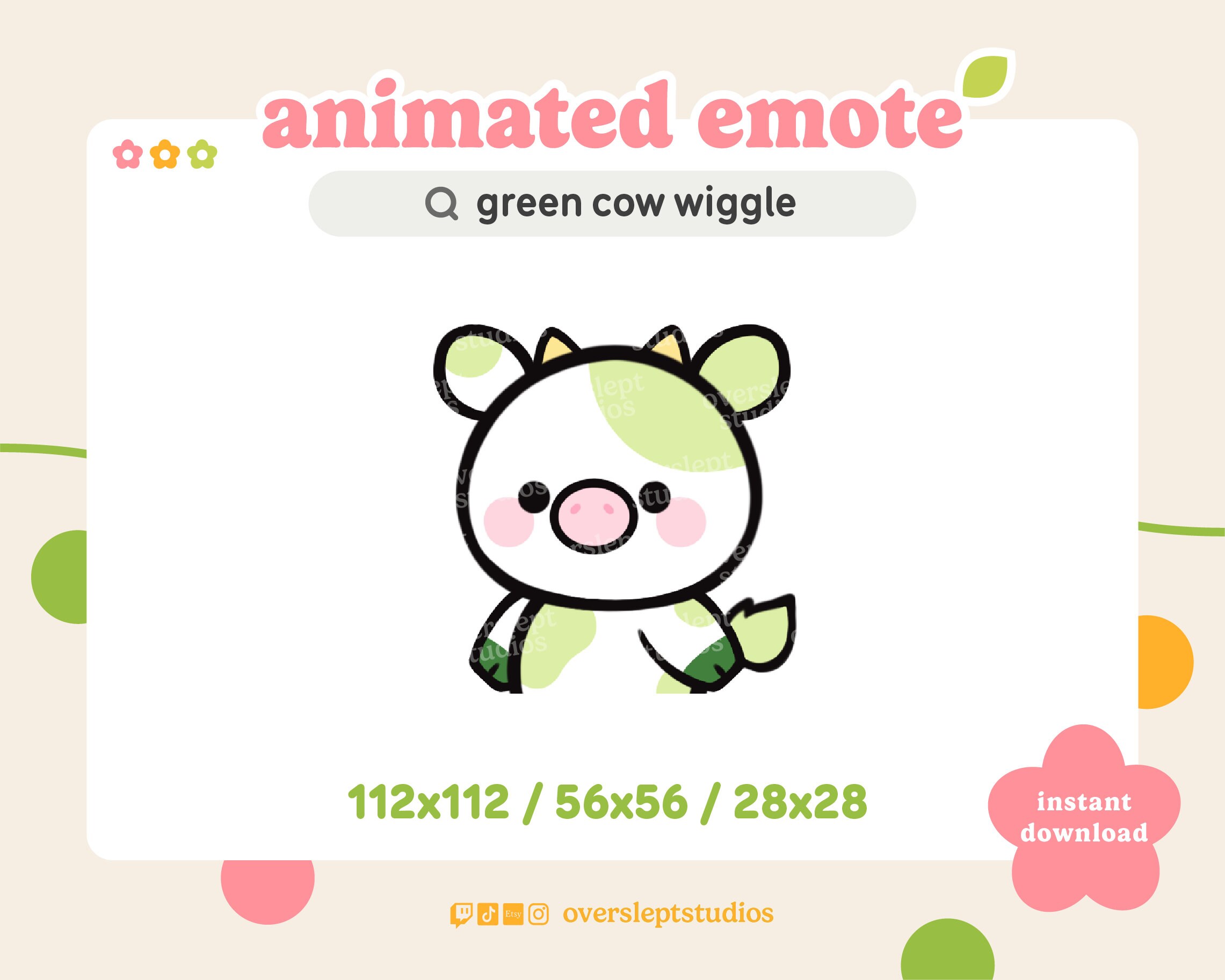 ANIMATED Green Cow Wiggle Emote for Twitch and Discord, Wiggle Emote ...