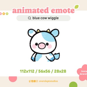 ANIMATED Blue Cow Wiggle Emote for Twitch and Discord, Blue Cow Emote ...