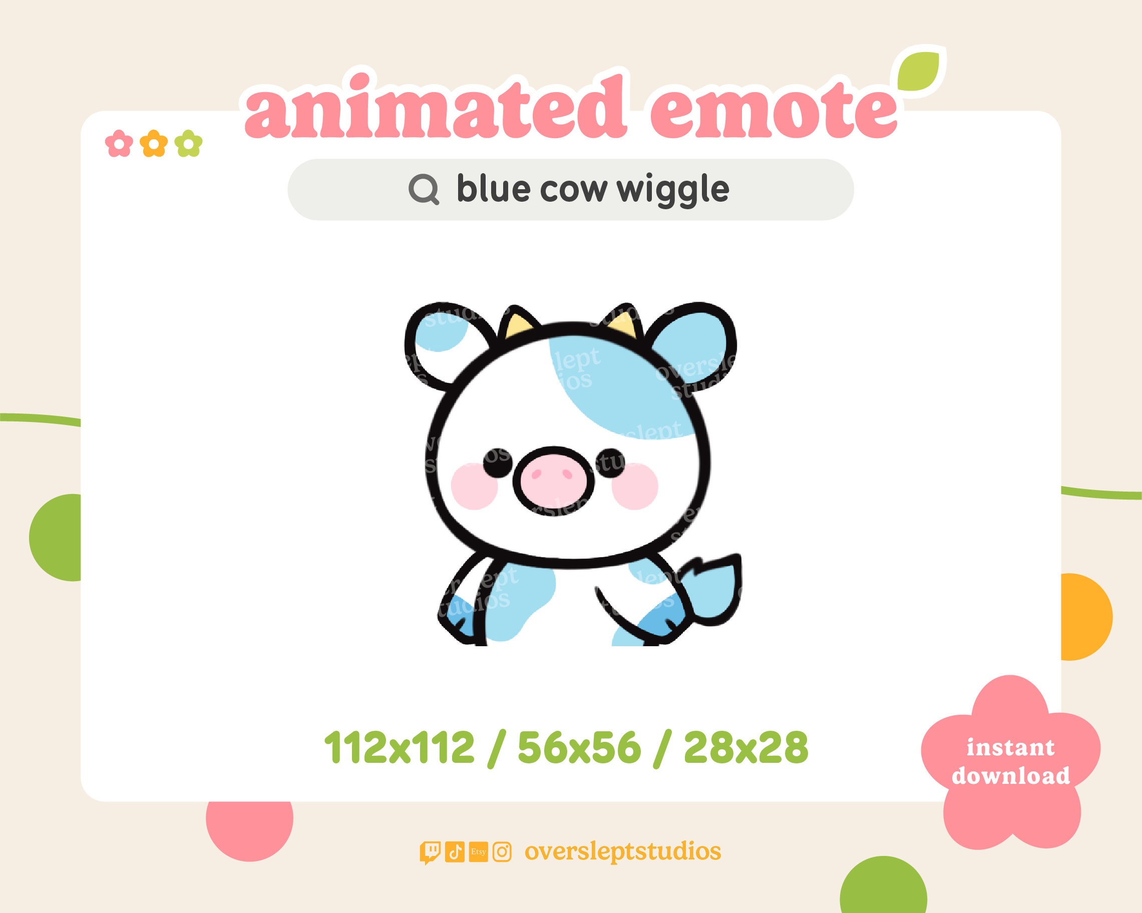 ANIMATED Blue Cow Wiggle Emote for Twitch and Discord, Blue Cow Emote ...