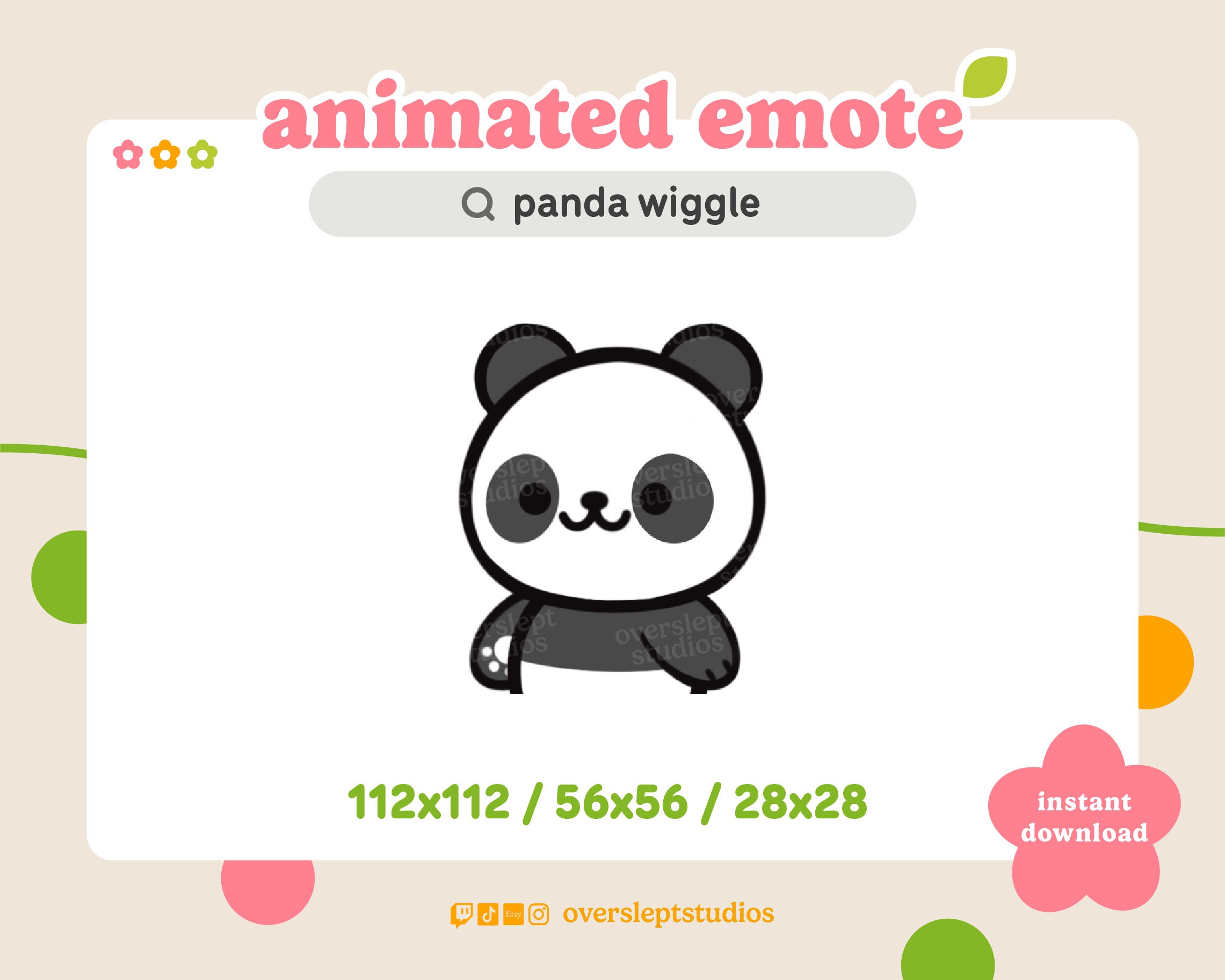 ANIMATED Panda Bear Wiggle Emote for Twitch and Discord, Panda Emote ...