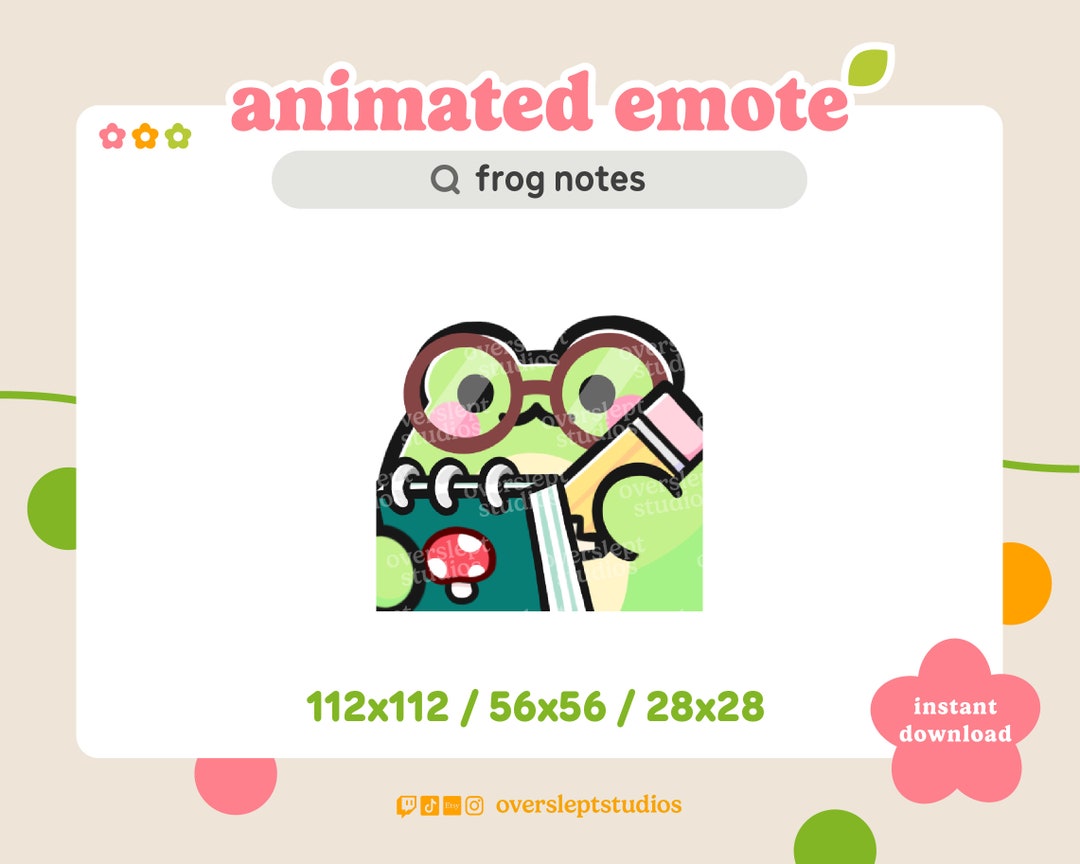 ANIMATED Frog Notes Emote for Twitch and Discord, Frog Emote, Taking ...