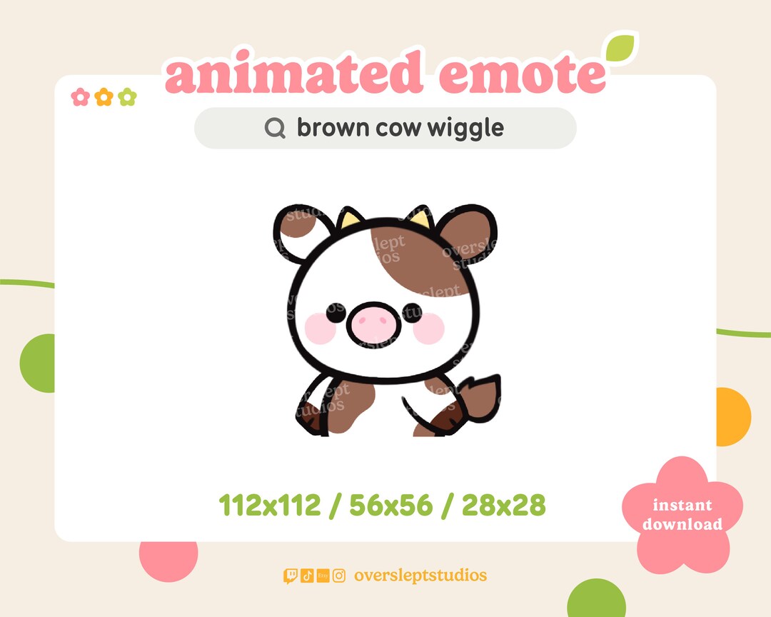 ANIMATED Brown Cow Wiggle Emote for Twitch and Discord, Wiggle Emote ...
