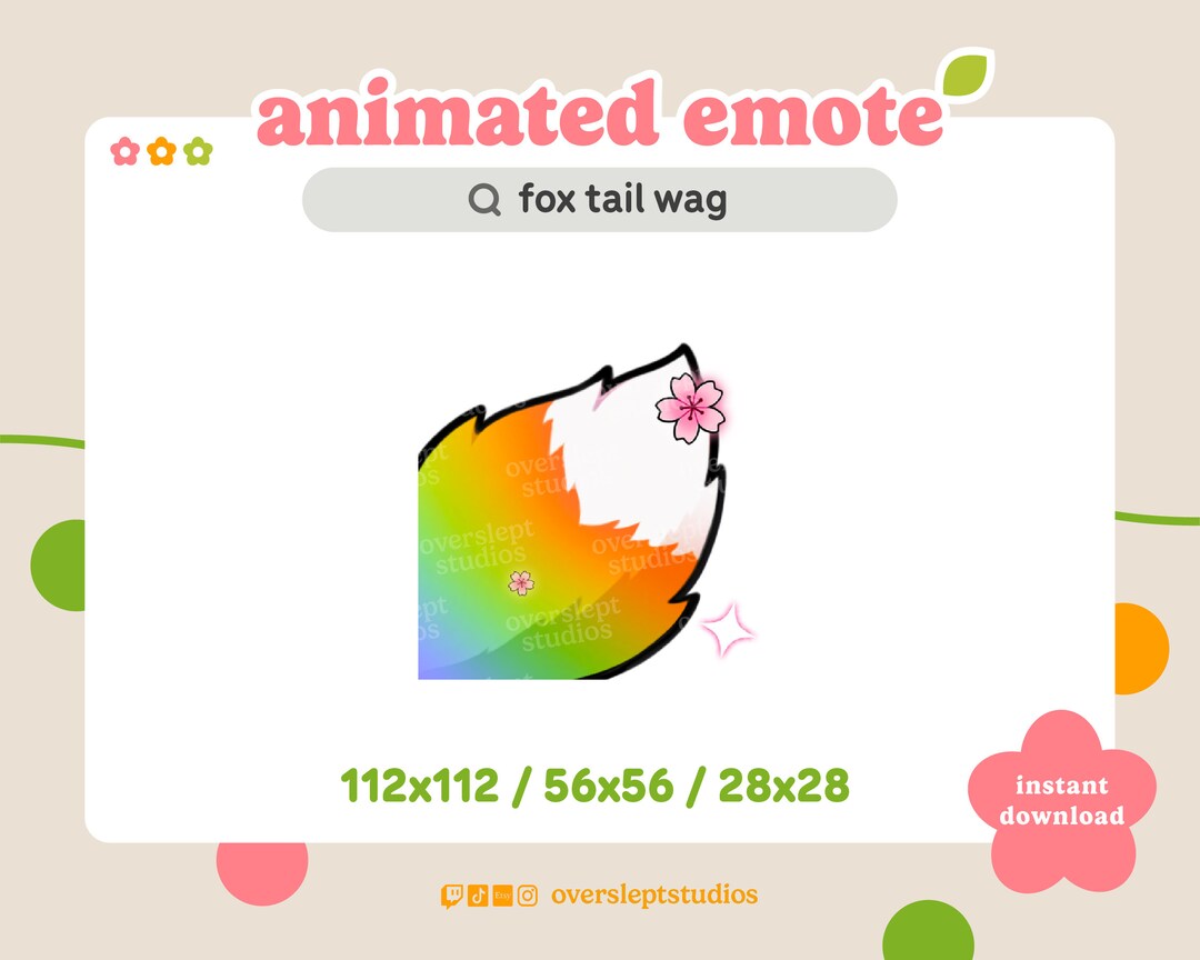 ANIMATED Rainbow Fox Tail Wag Emote for Twitch and Discord, Tail Emote, Animated Twitch Emote ...