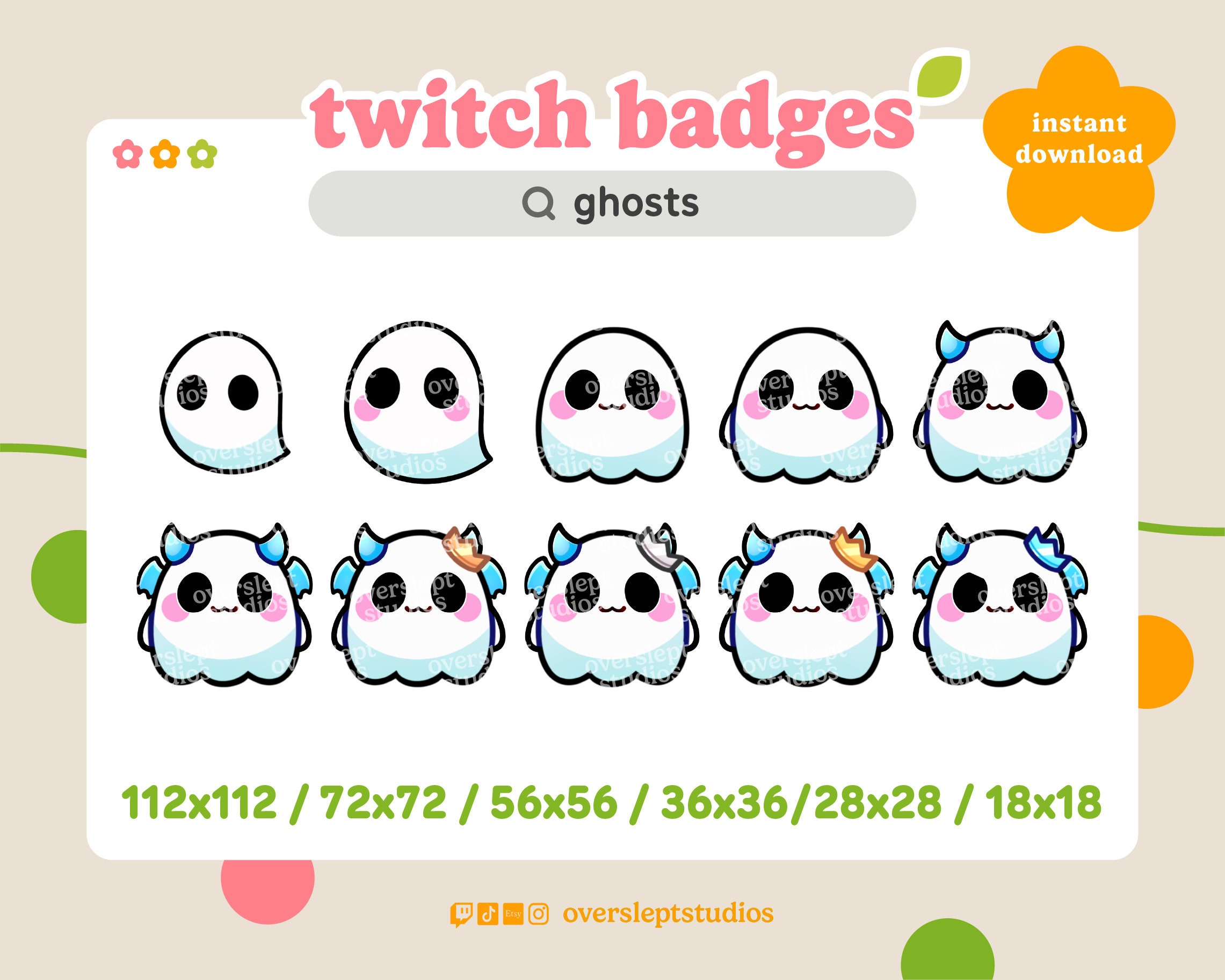 10 Ghost Badges for Twitch and Discord, Spooky Twitch Badges, Ghost ...