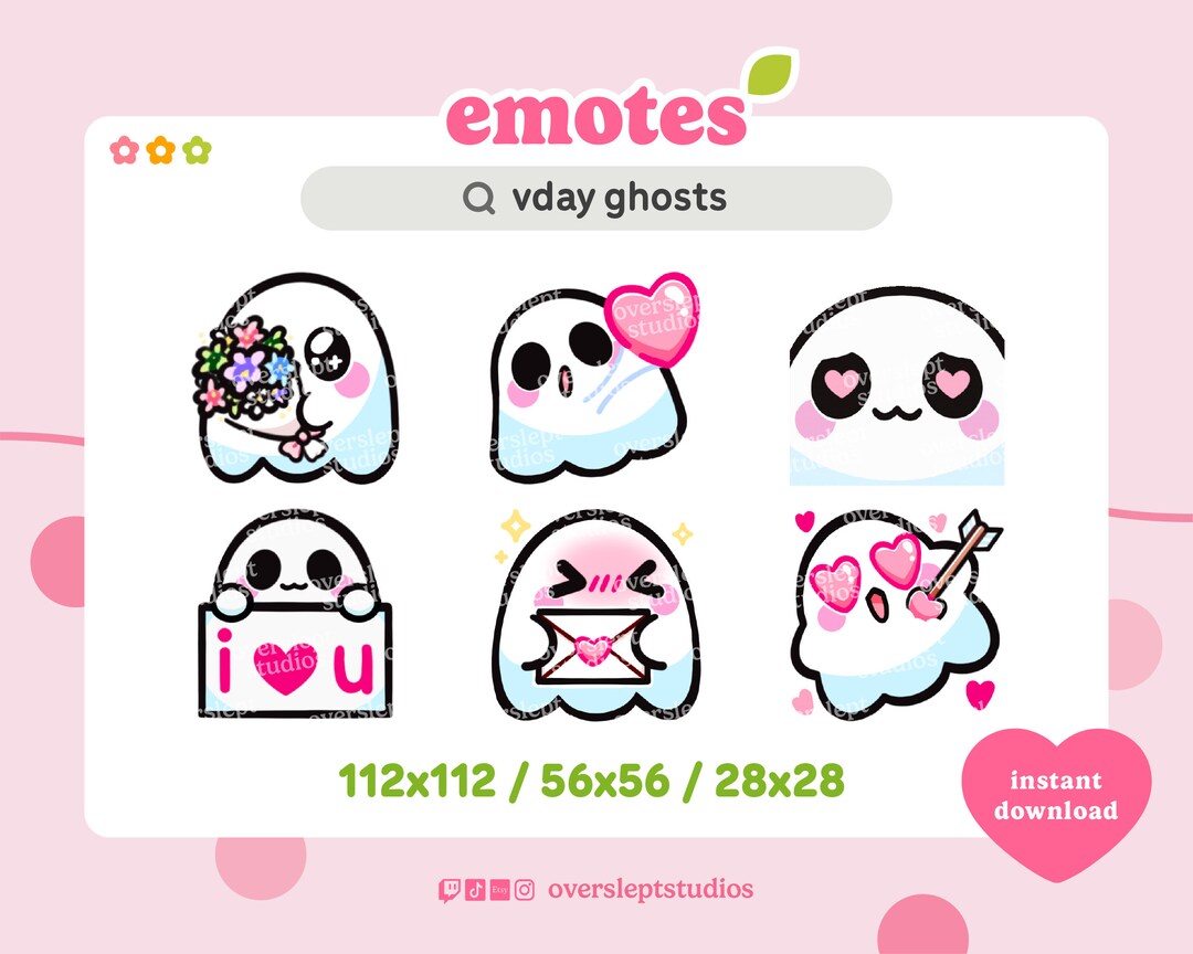 6 Ghost Emotes Pack for Twitch and Discord, Valentines Day Twitch ...
