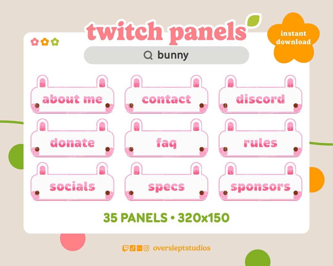 35 Bunny Twitch Panels for Streamers, Stream Panels, Cute Twitch Panels ...