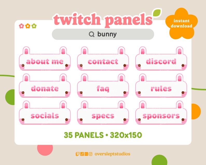 35 Bunny Twitch Panels for Streamers, Stream Panels, Cute Twitch Panels ...