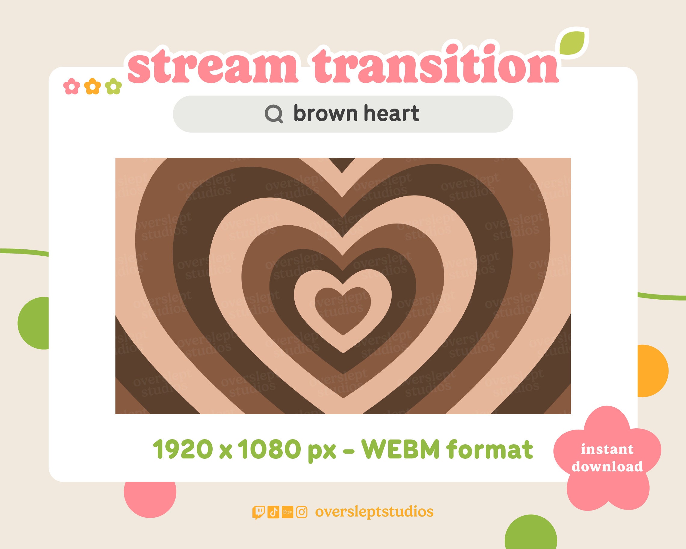Brown Heart Twitch Stinger Transition, Brown Heart Transition, Brown ...