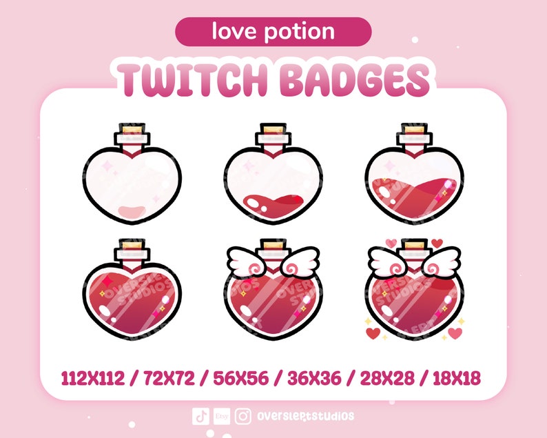 6 Red Love Potion Twitch Discord Badges Pack Valentines Day - Etsy