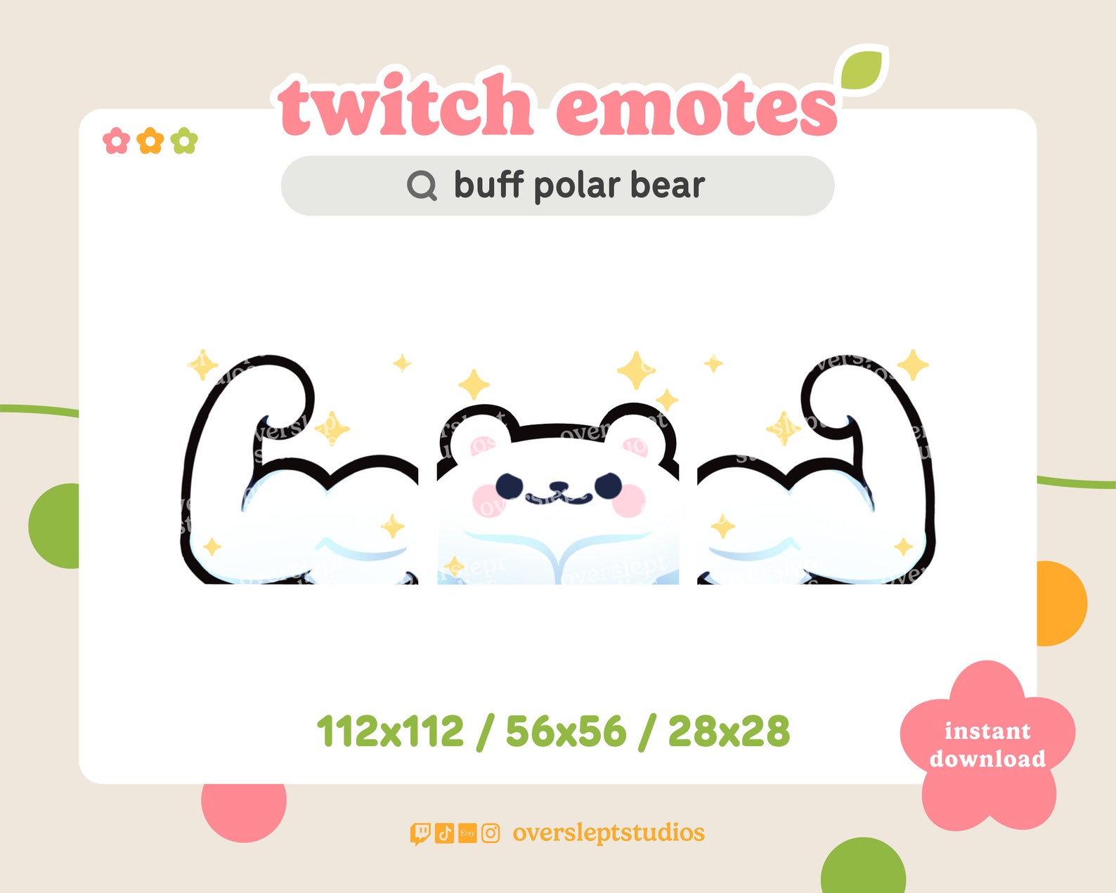 Buff Polar Bear Emote Pack for Twitch and Discord Polar Bear - Etsy