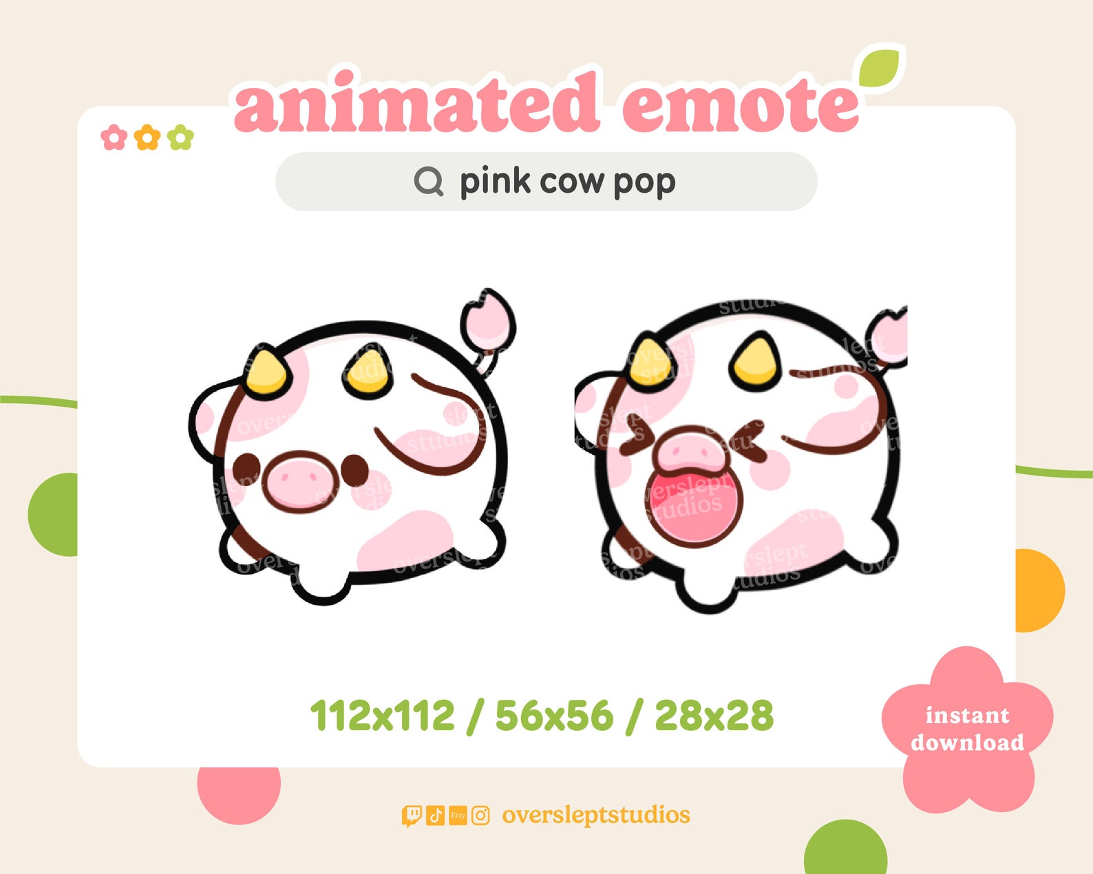 ANIMATED Pink Cow Pop Emote for Twitch and Discord, Pop Emote, Animated ...