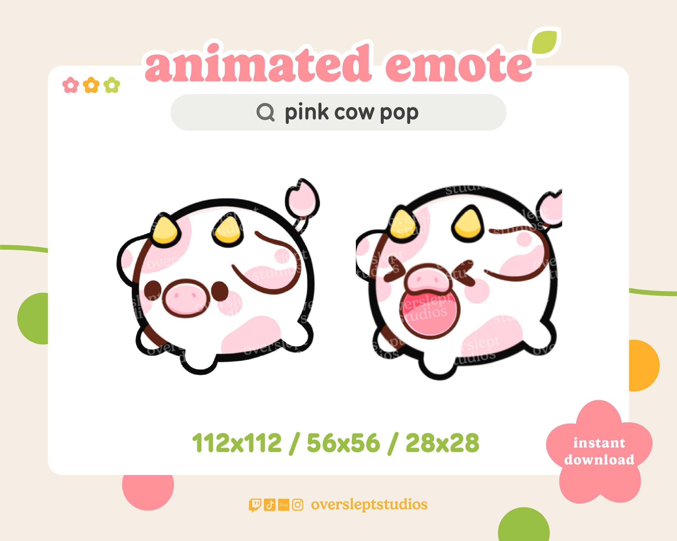 ANIMATED Pink Cow Pop Emote for Twitch and Discord, Pop Emote, Animated ...