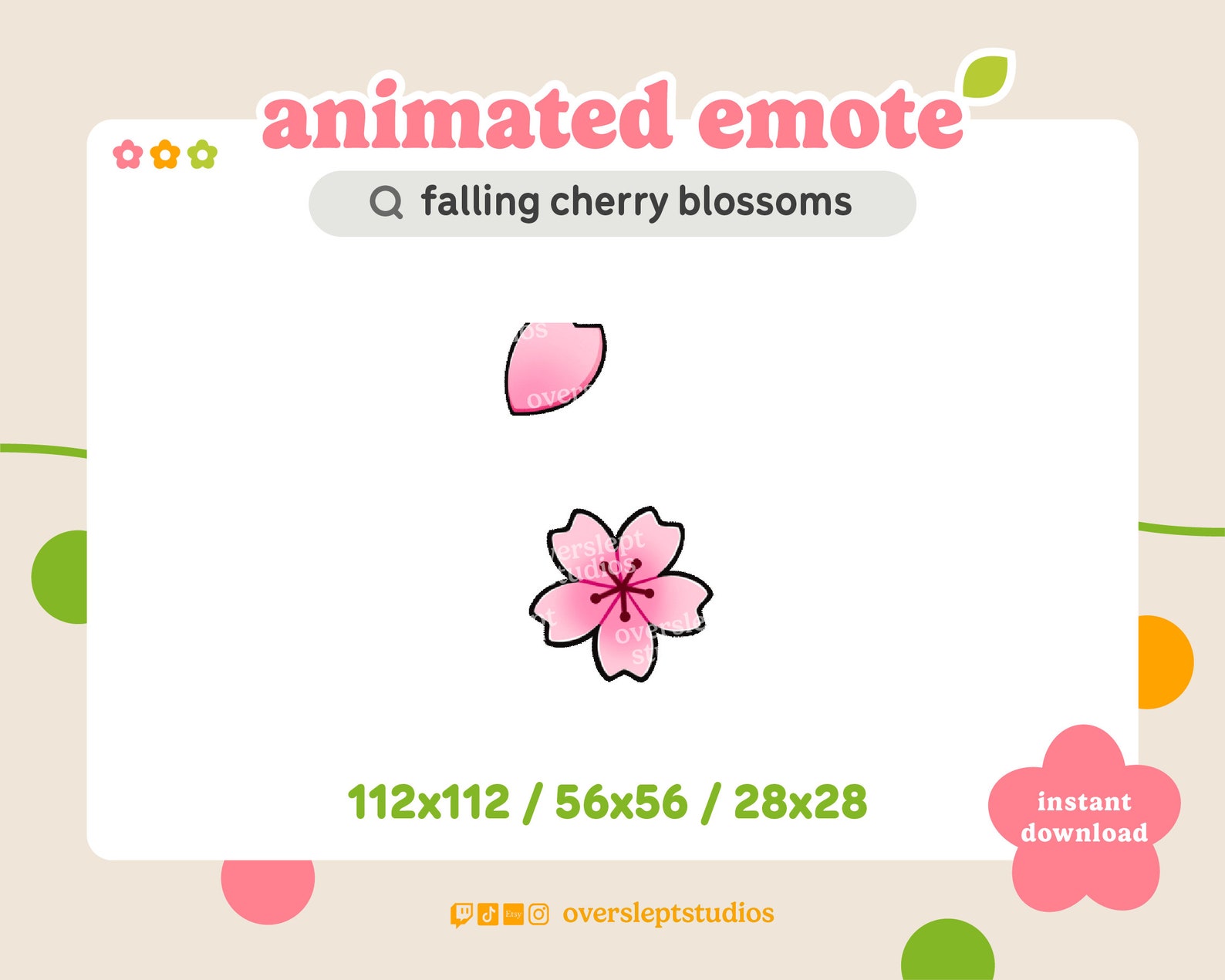 ANIMATED Falling Cherry Blossom Emote for Twitch and Discord, Sakura ...