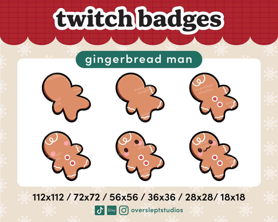 6 Gingerbread Twitch Discord Sub Badges Emote Pack | Christmas Season ...