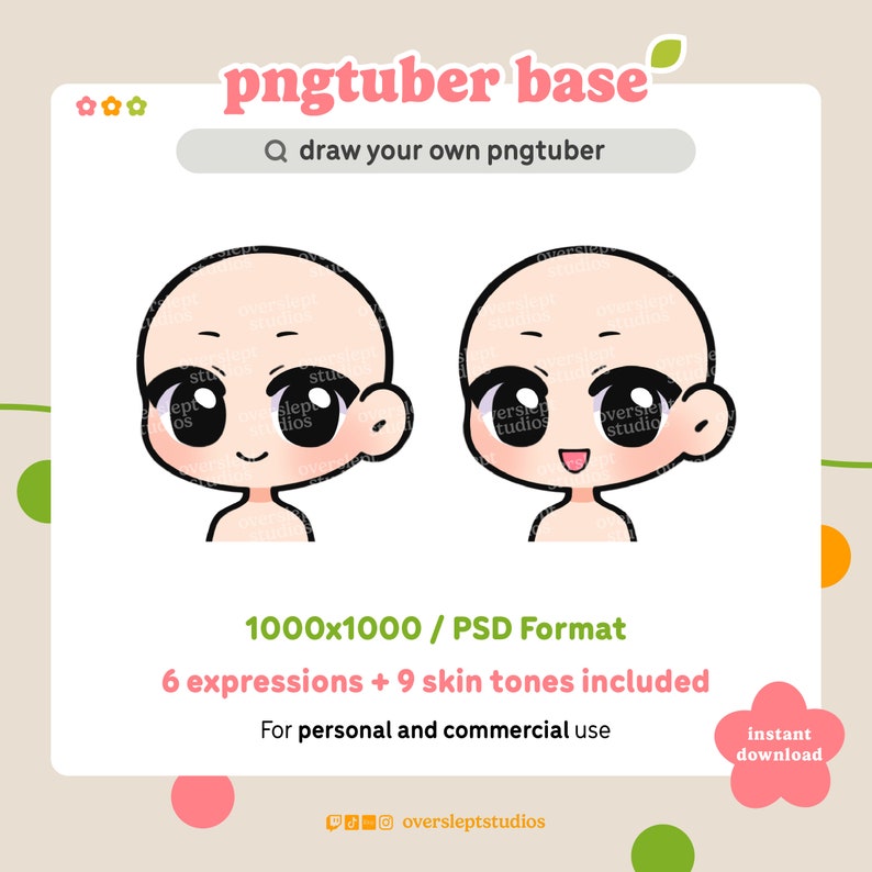 Pngtuber Base Pack, Pngtuber for Twitch and Discord, Draw Your Own ...