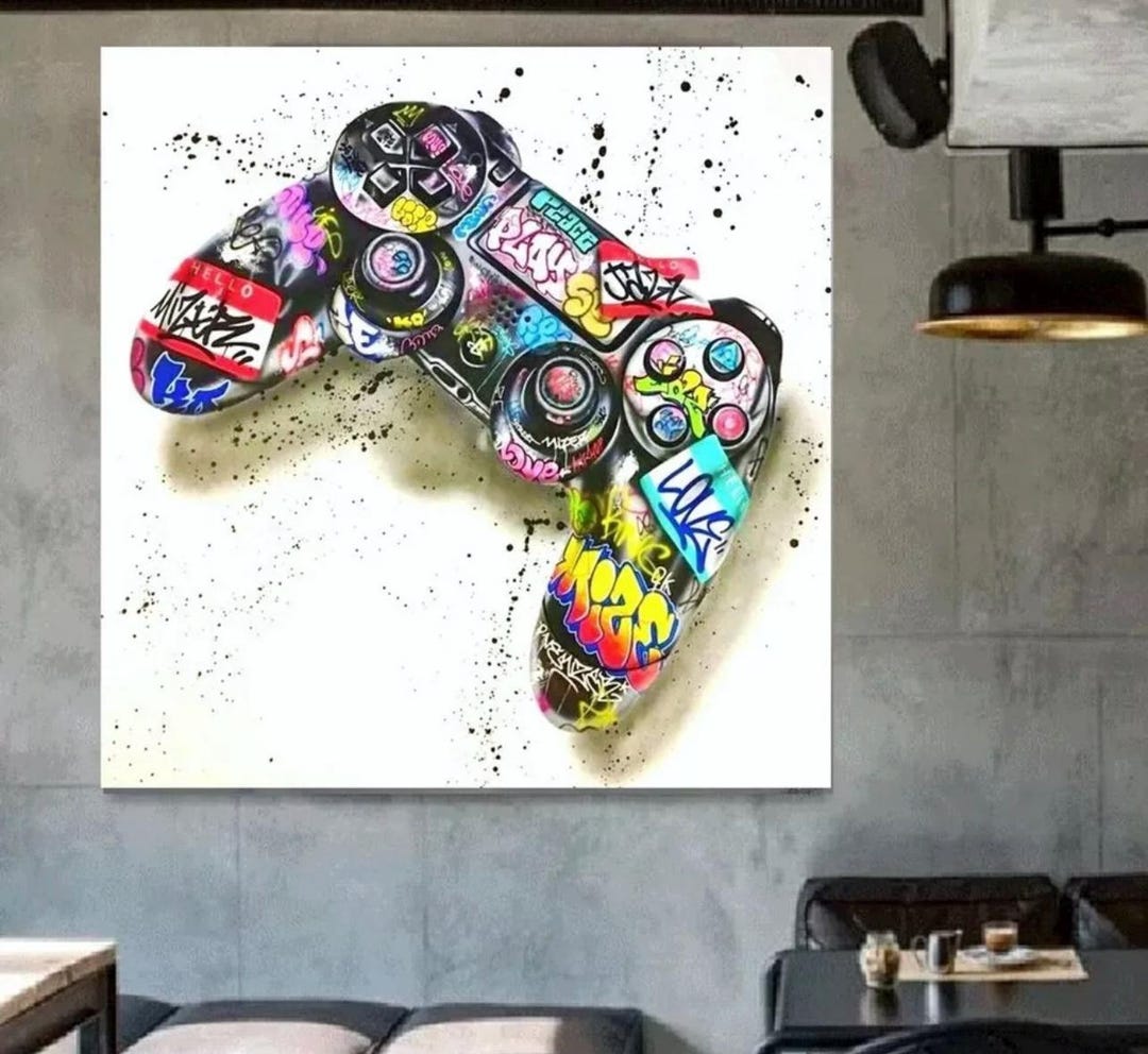 PLAYSTATION CONTROLLER GRAFFITI Art Wall Art Picture Ready to Hang ...