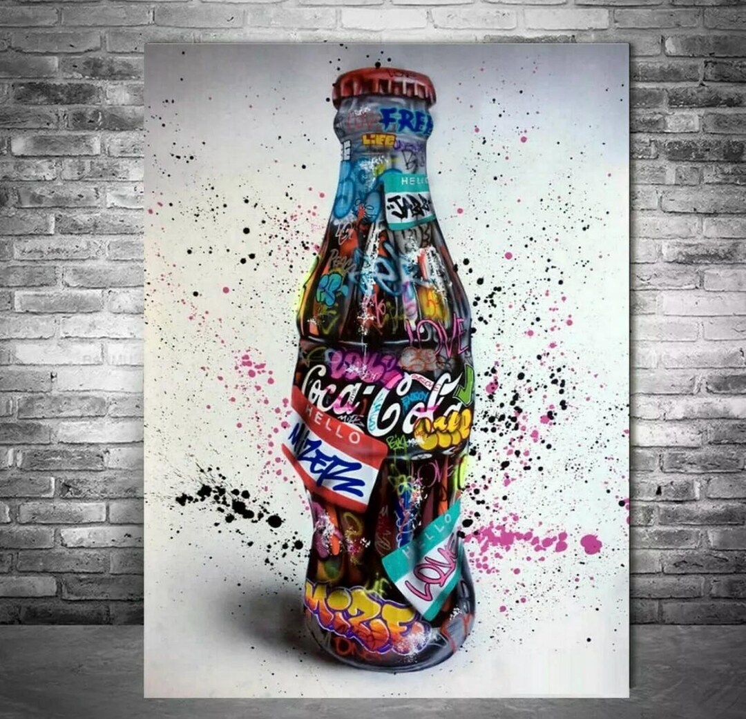Iconic Coca Cola Coke Graffiti Street Art Canvas Wall Art 30mm Deep ...