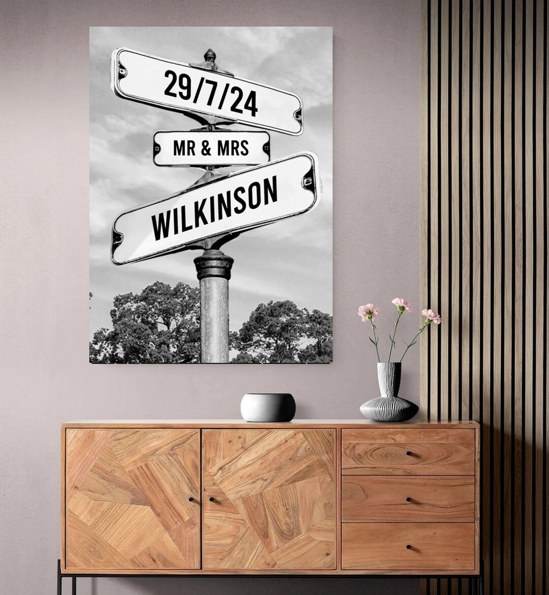 Personalised Street Sign Your Names Canvas Wall Art 30mm Deep Gallery ...