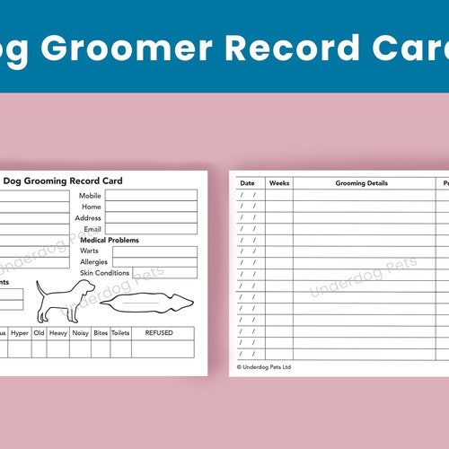 Dog Groomer Client Record Cards UK Standard A6 Cards - Etsy