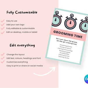 Dog Grooming Time Poster | Editable and Printable Dog Groomer Poster ...