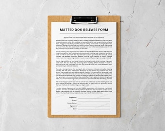 Pet Grooming Consent and Release Form Pet Grooming Dog - Etsy