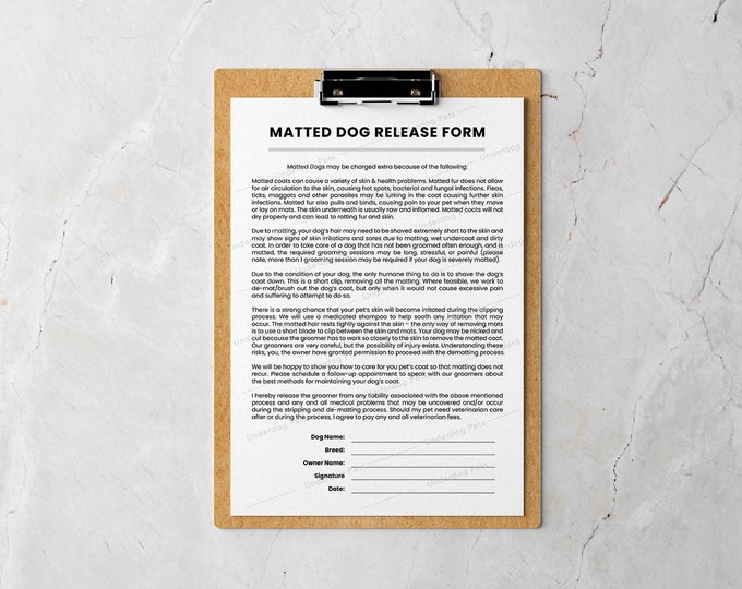 Dog Grooming Registration and Consent Form | Printable Consent and ...