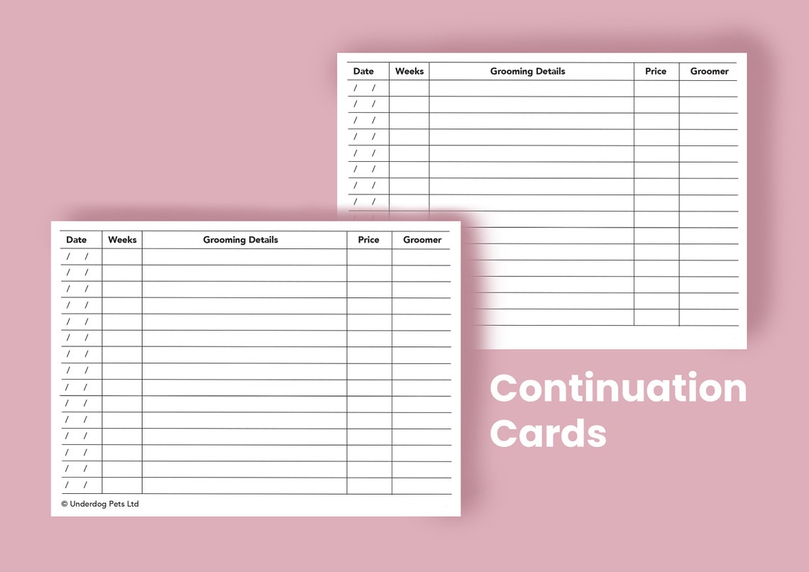 Dog Groomer Client Record Cards | UK Standard A6 Cards | Digital ...