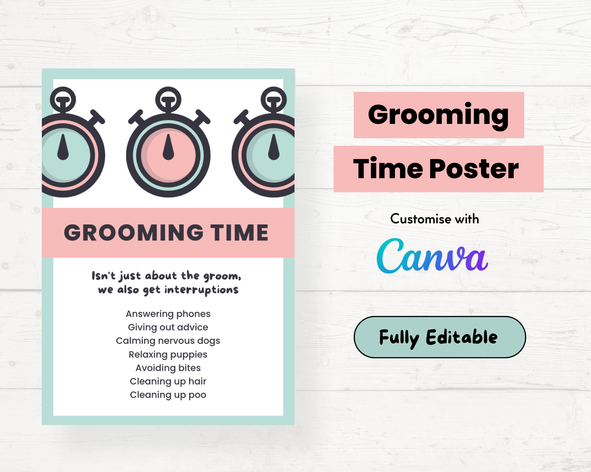 Dog Grooming Time Poster | Editable and Printable Dog Groomer Poster ...