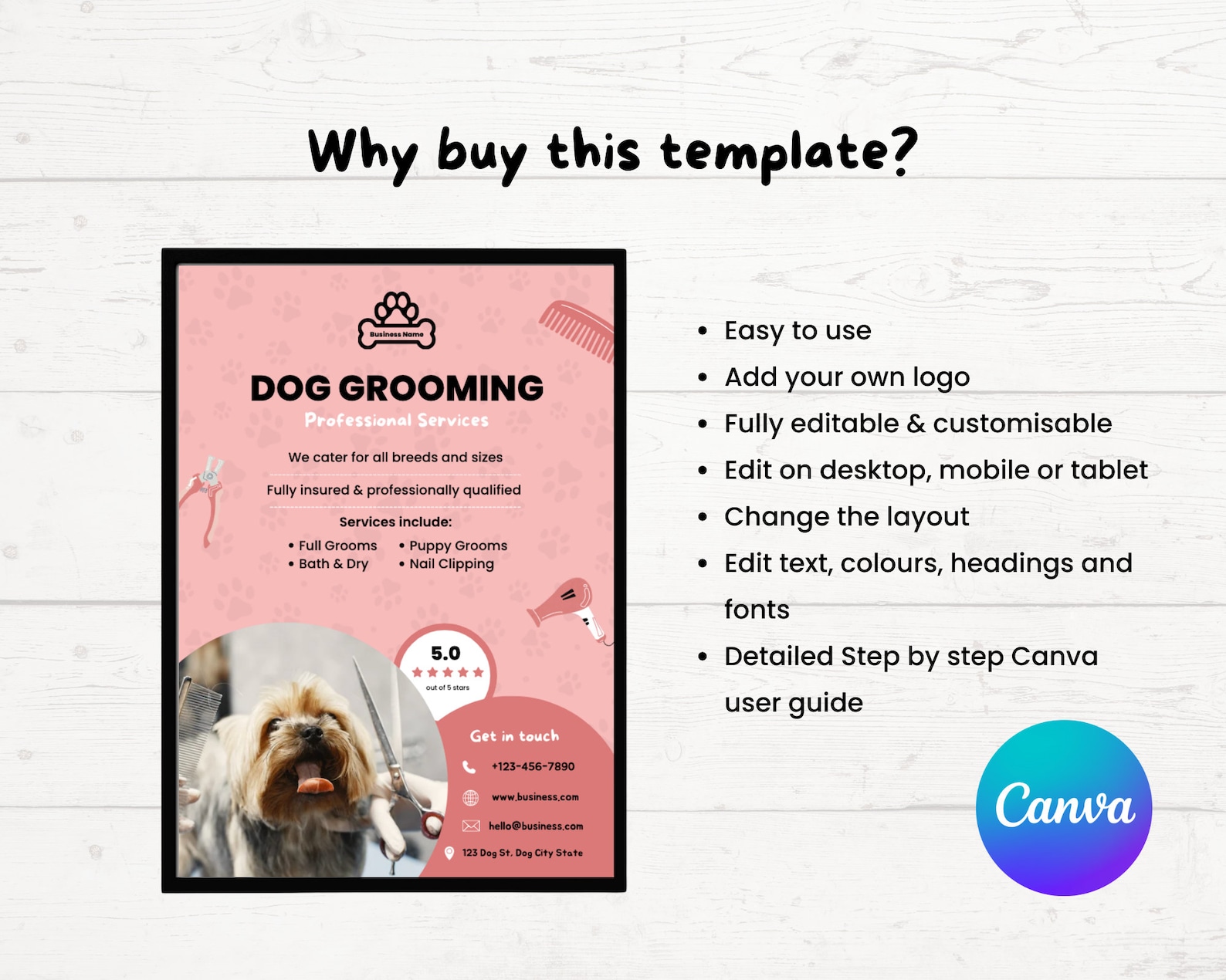 Dog Grooming Poster Template | Editable & Customisable Dog Grooming ...