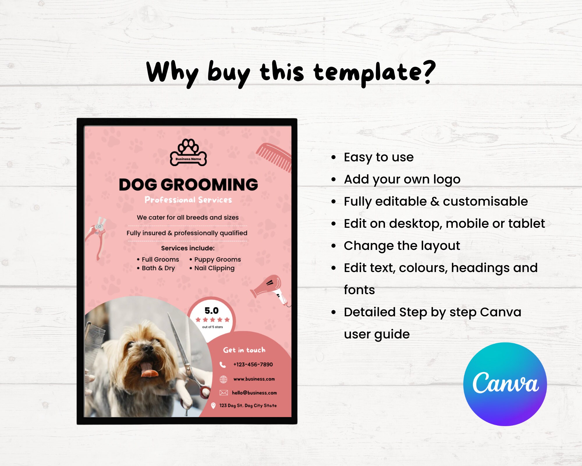 Dog Grooming Poster Template | Editable & Customisable Dog Grooming ...