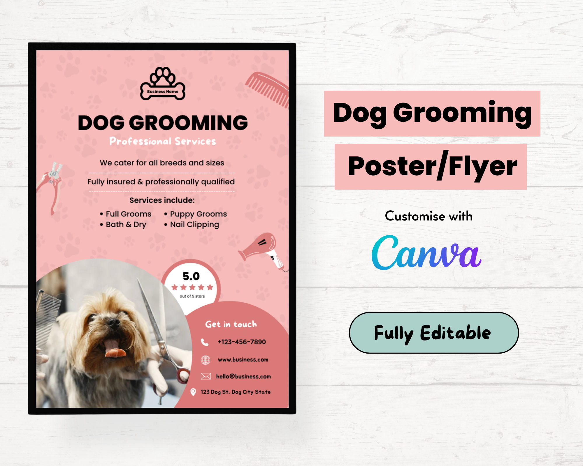 Dog Grooming Poster Template | Editable & Customisable Dog Grooming ...